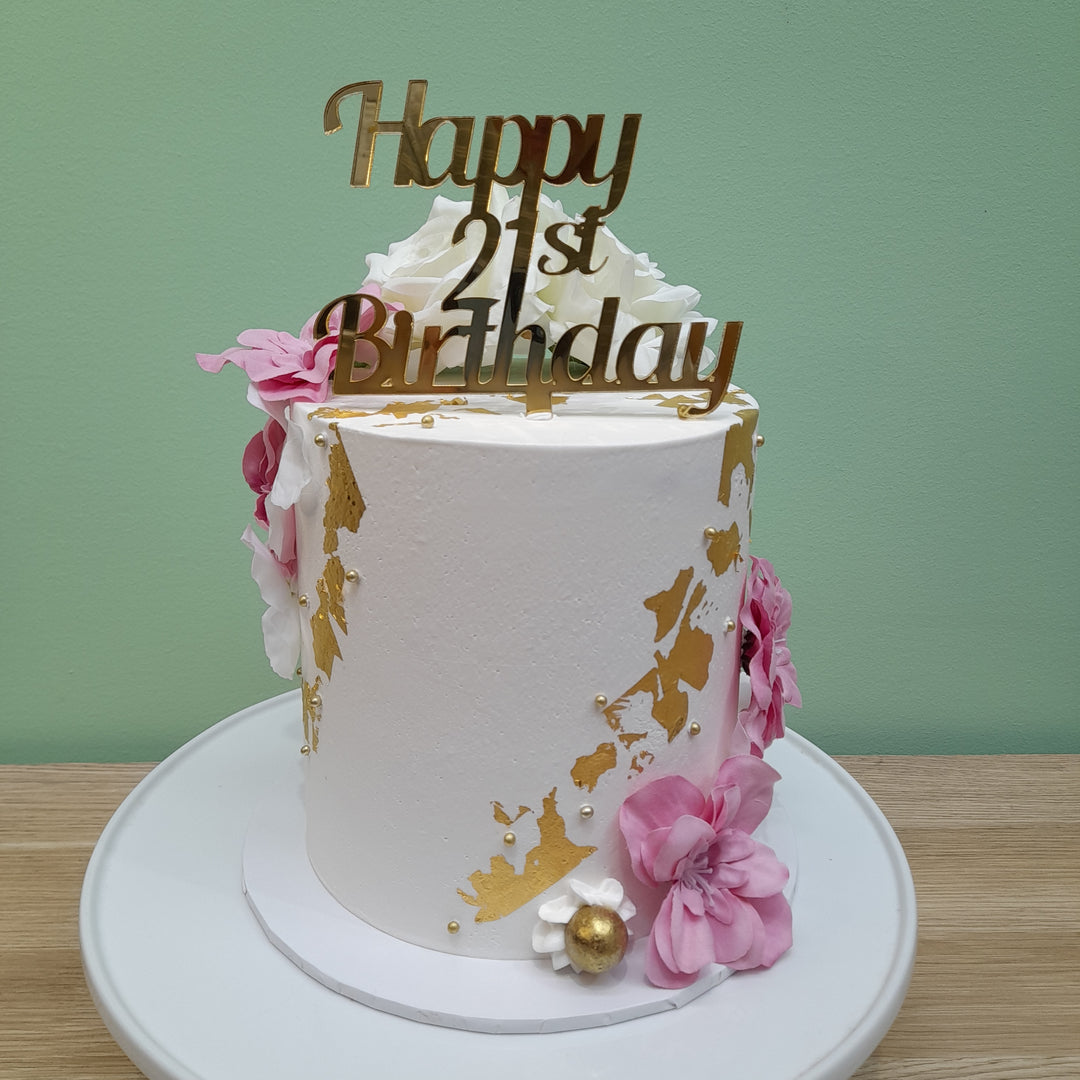 Tall Floral Cake Melbourne Free Delivery – Stylish Cakes Co.