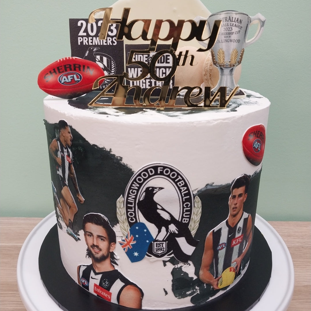 Tall Collingwood Magpies AFL Cake Melbourne Free Delivery – Stylish ...