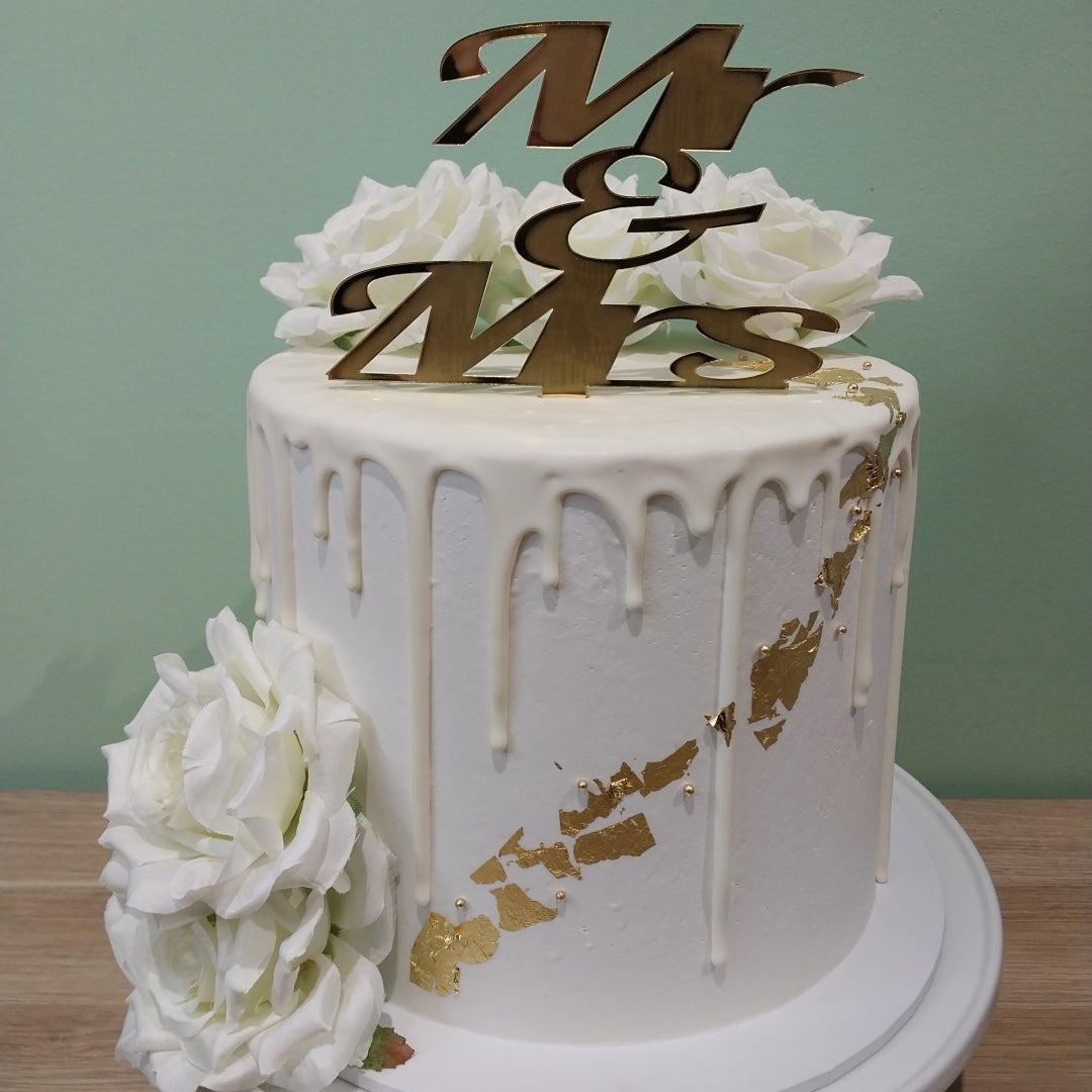 Wedding Tall Drip Cake with Flowers Melbourne Free Delivery – Stylish ...